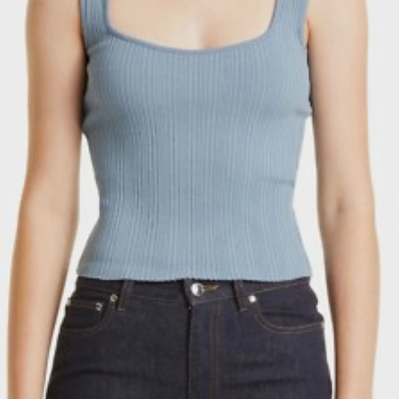 Vince | Tops | Vince Square Neck Ribbed Tank In Light Blue | Poshmark